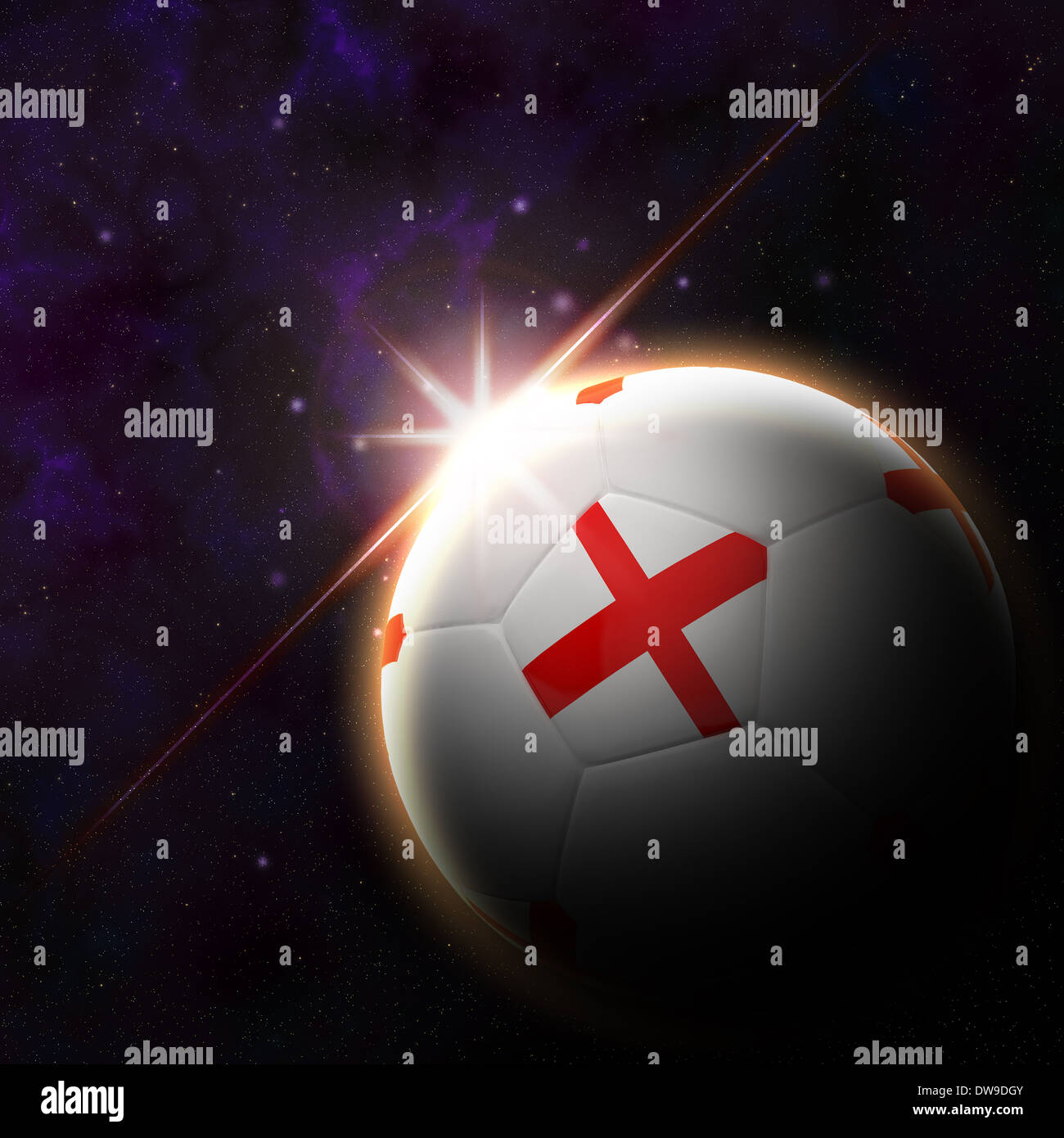 Flag on 3d football with rising sun illustration Stock Photo - Alamy