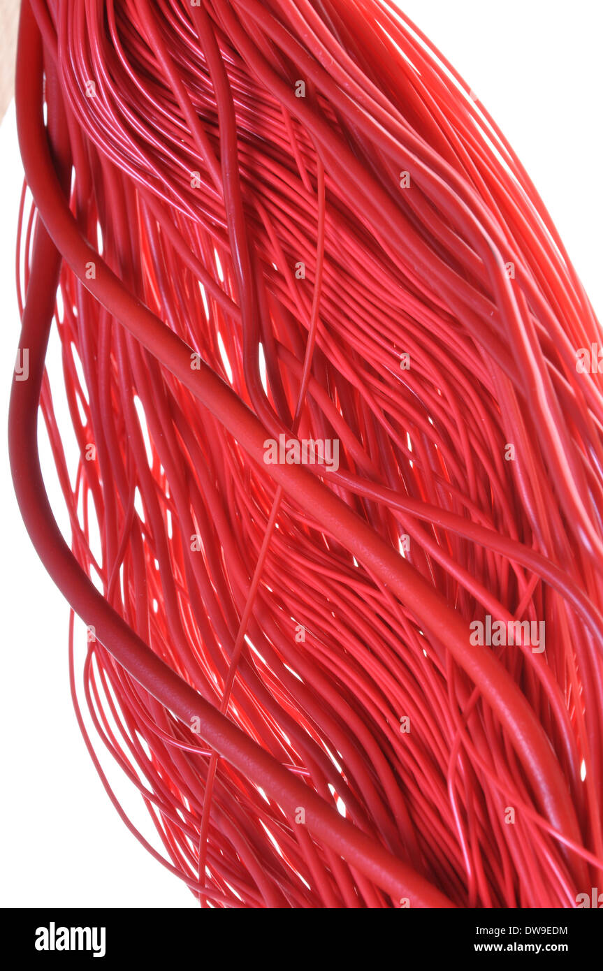 Abstract design internet network, red cables Stock Photo - Alamy
