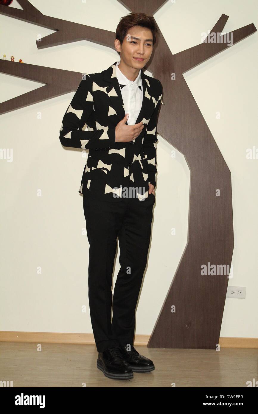 Taipei, China. 3rd Mar, 2014. Actor Aaron promotes his new TV drama in ...