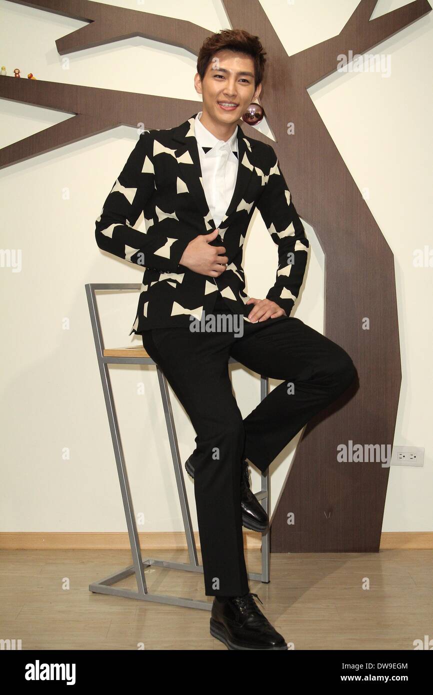 Taipei, China. 3rd Mar, 2014. Actor Aaron promotes his new TV drama in ...