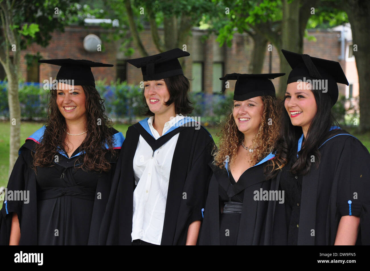 Four beautiful girls on their graduation day Southampton UK Stock Photo ...