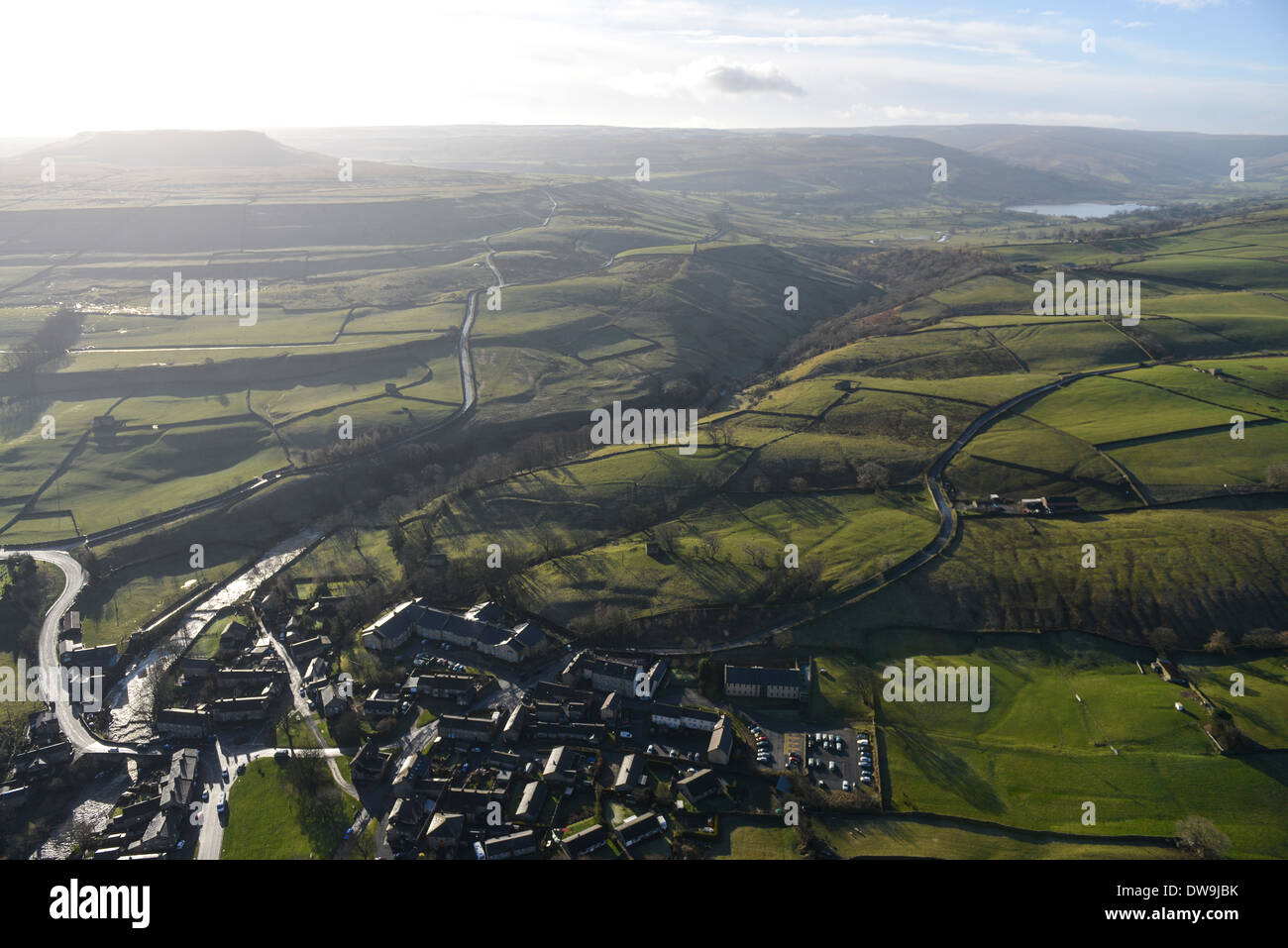Aerial Photograph showing Bainbridge in the Yorkshire Dales in Winter ...