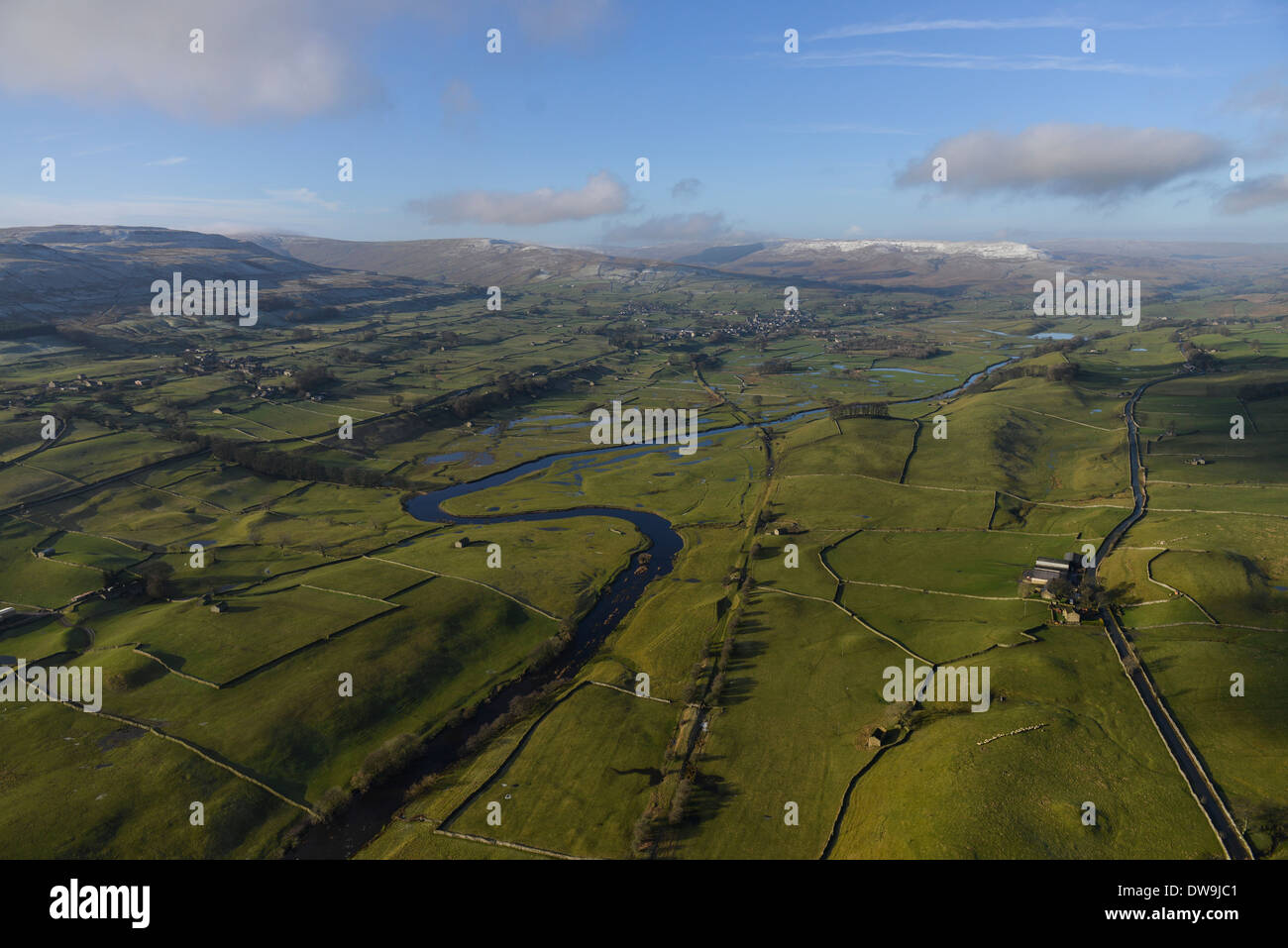 Aerial Photograph showing Hawes in the Yorkshire Dales in Winter with ...