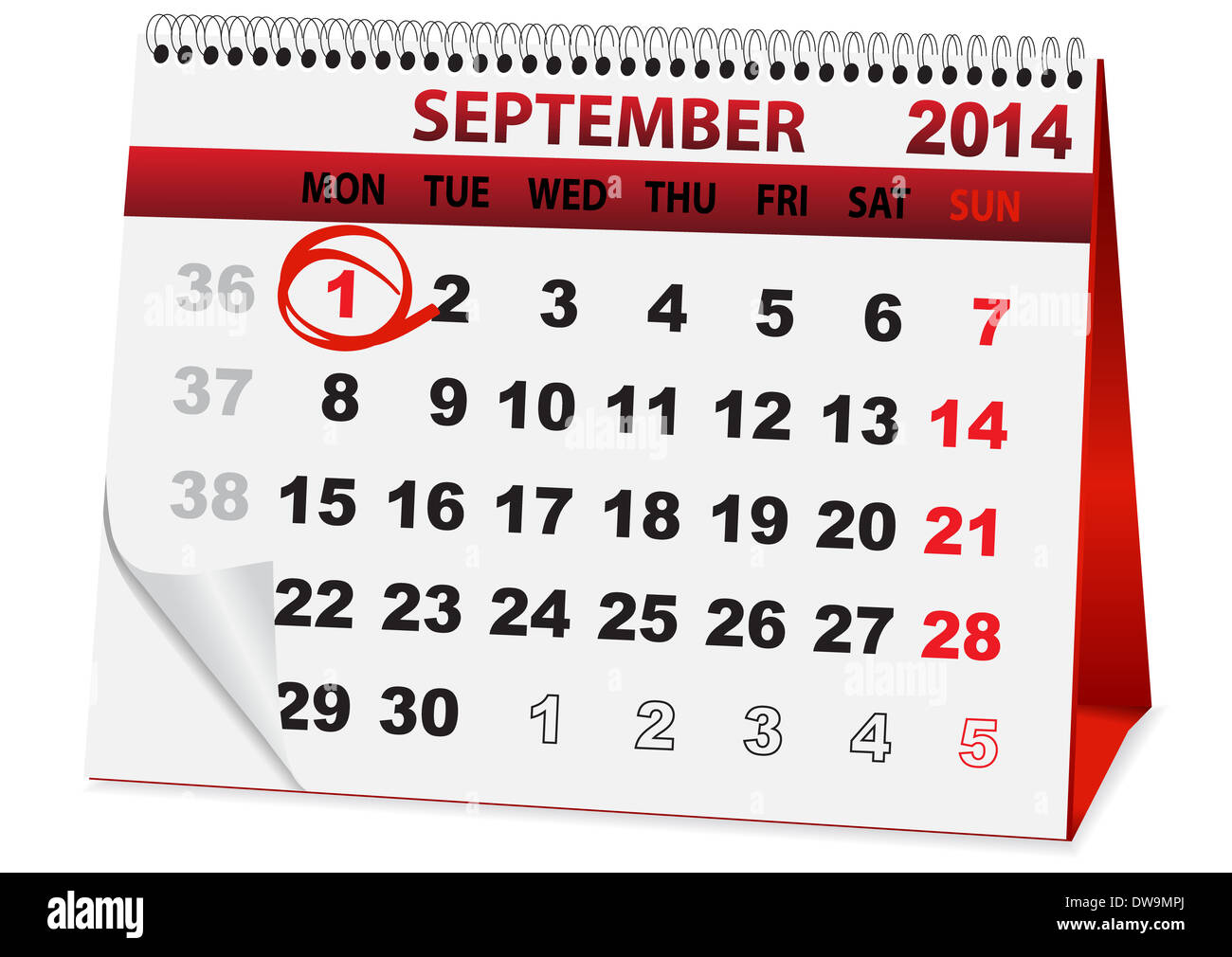 holiday calendar in honor of September 1 Stock Photo - Alamy