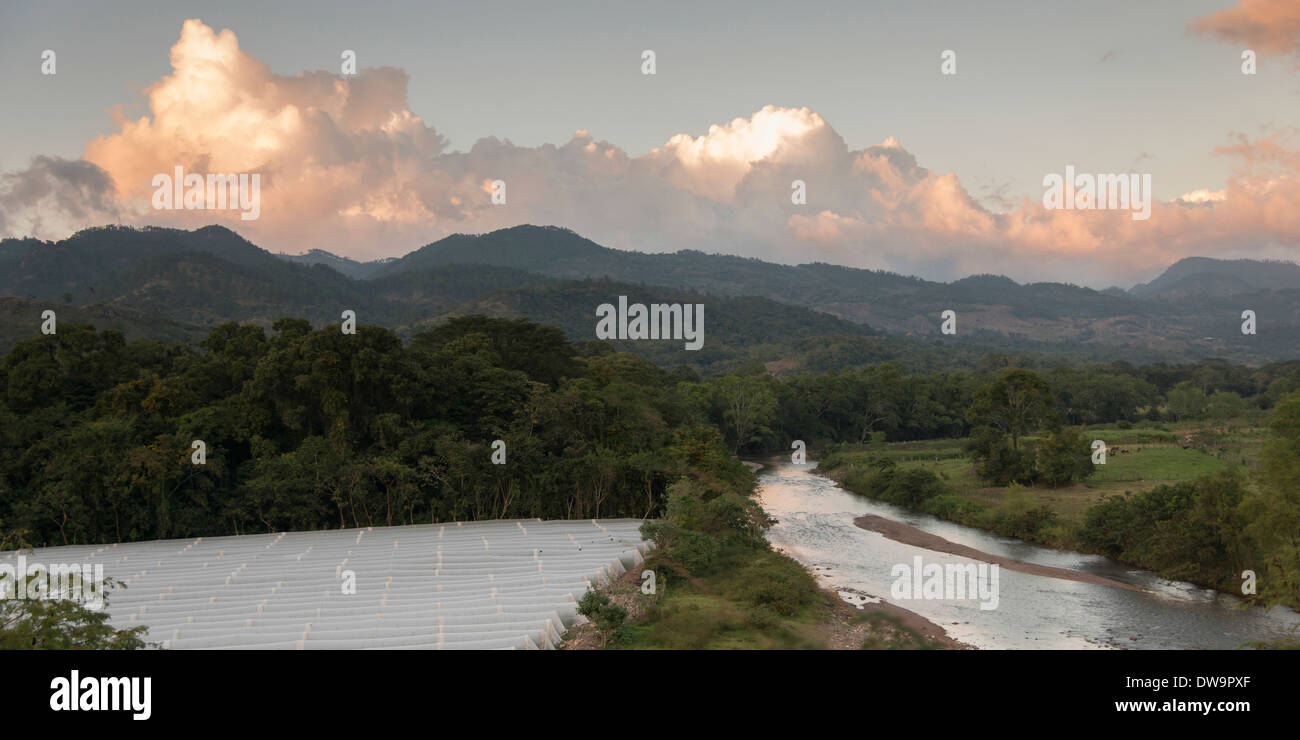 High angle view of a river in the valley Copan Copan Ruinas Honduras ...