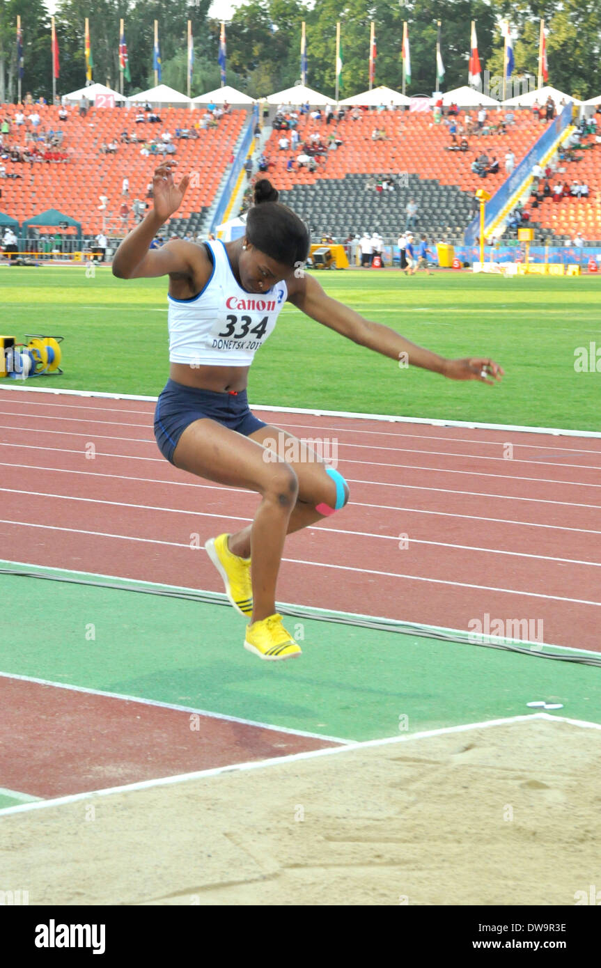 Maria-Jose Ebwea Bile (France) takes part in women triple jump during ...