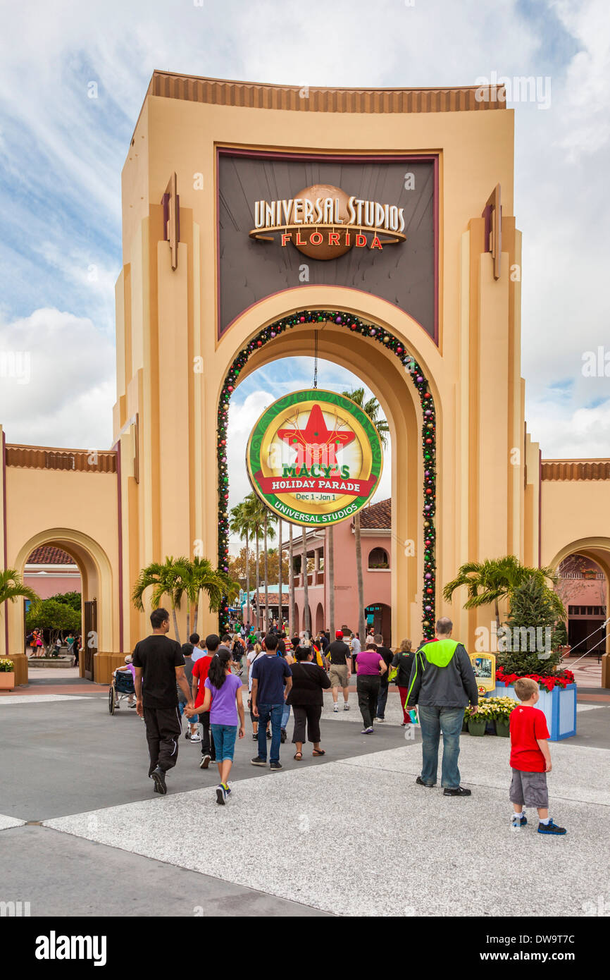 Macy's Holiday Parade sign in arch at Universal Studios theme park in ...