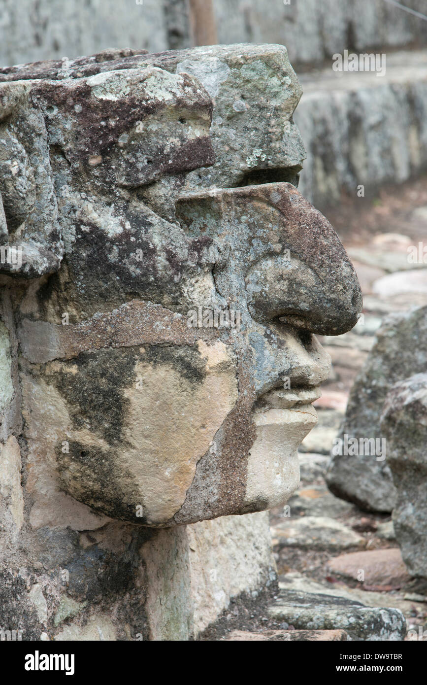 Closeup of a sculpture Copan Copan Ruinas Copan Department Honduras ...