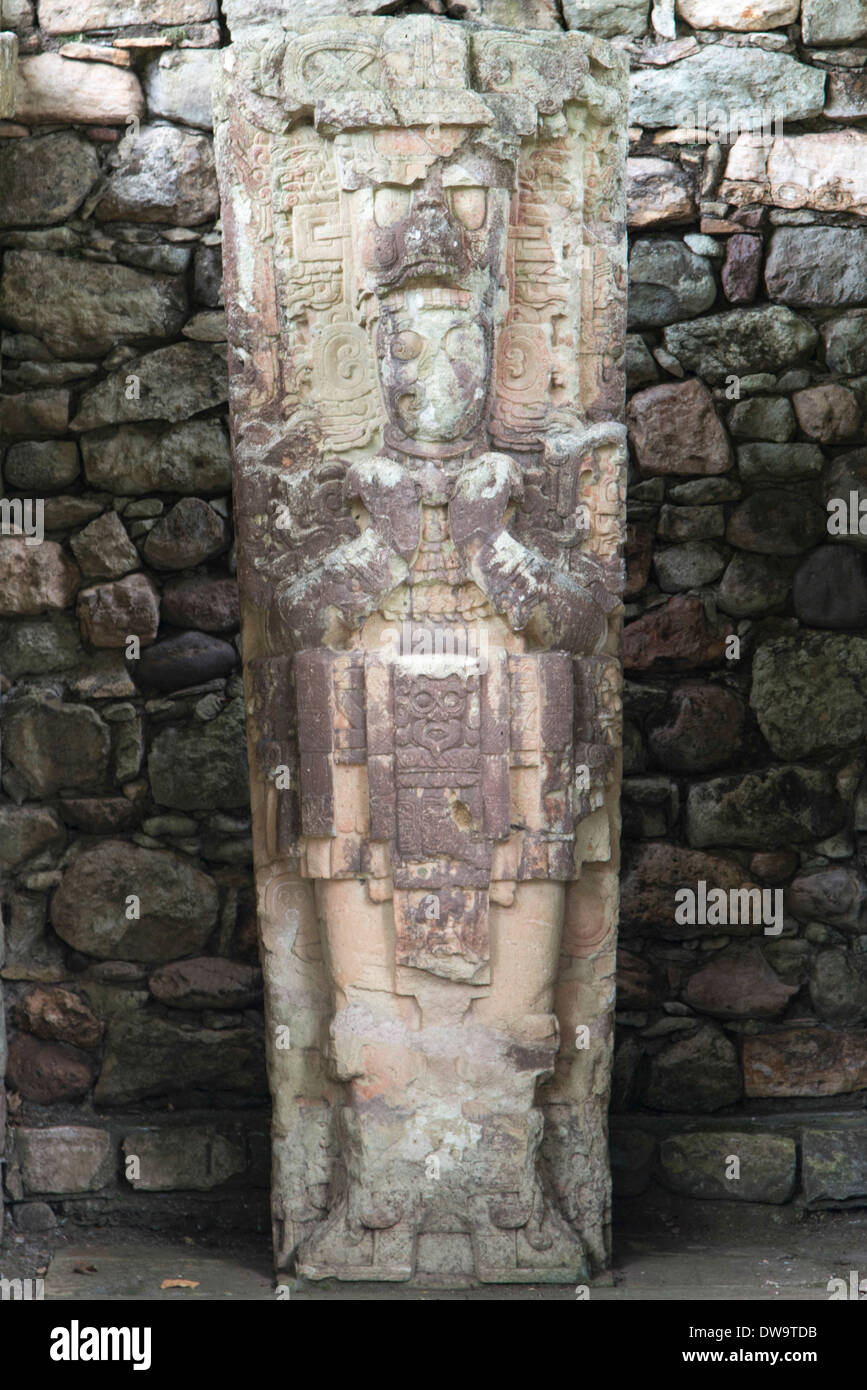 Sculpture at an archaeological site Copan Copan Ruinas Copan Department ...