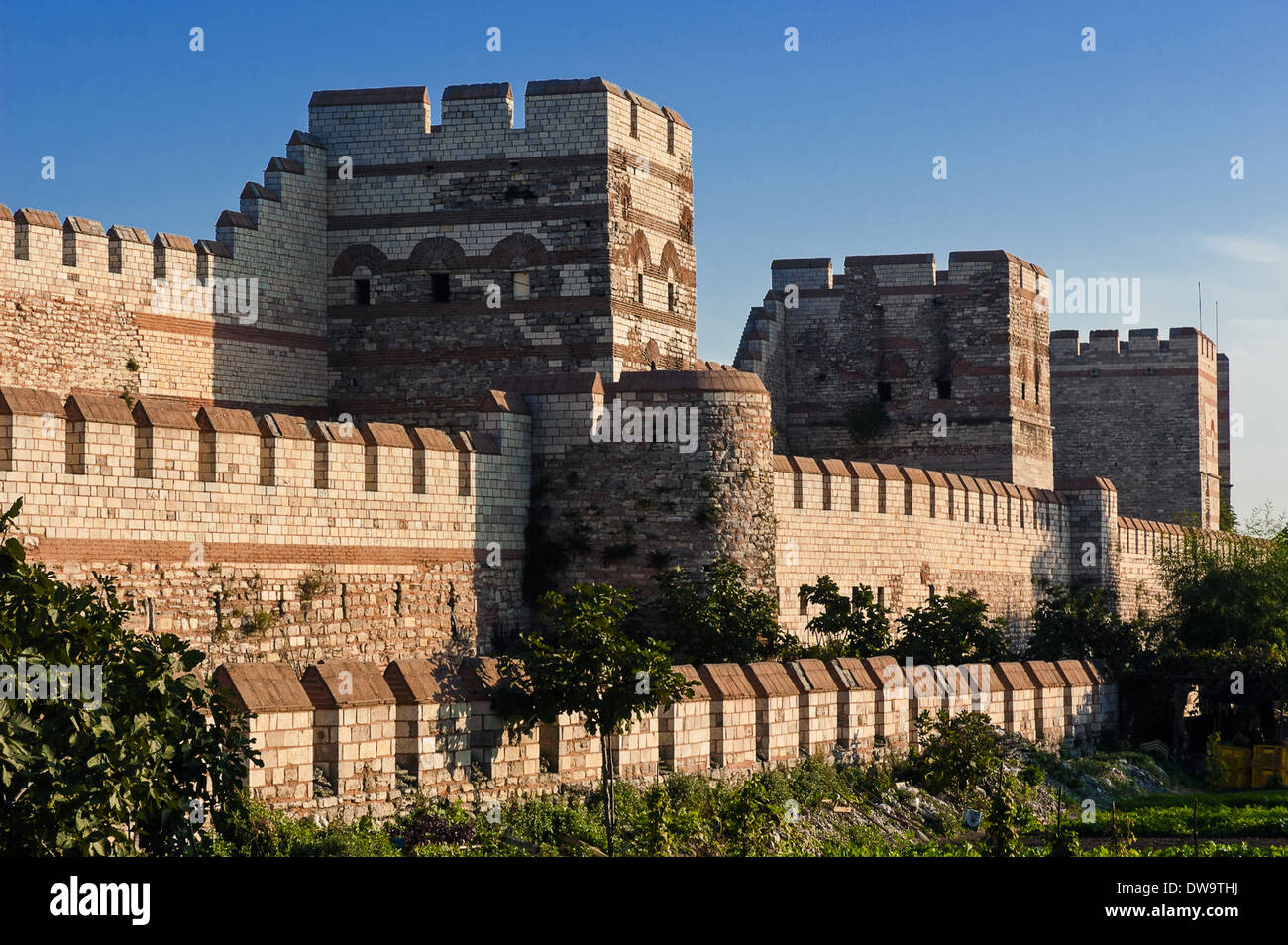 City walls of Istanbul after partial restoration Stock Photo - Alamy