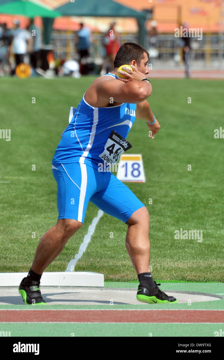 Sebastiano Bianchetti performs the shot put during the 2013 IAAF World ...
