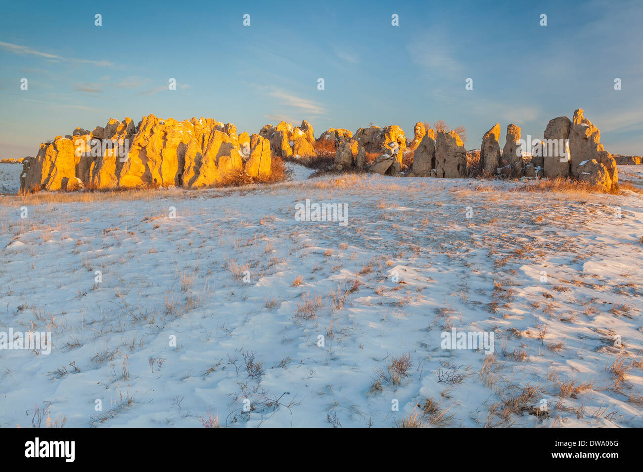 Natural Fort sculpted from sandstone (Oligocenne White River Formation ...