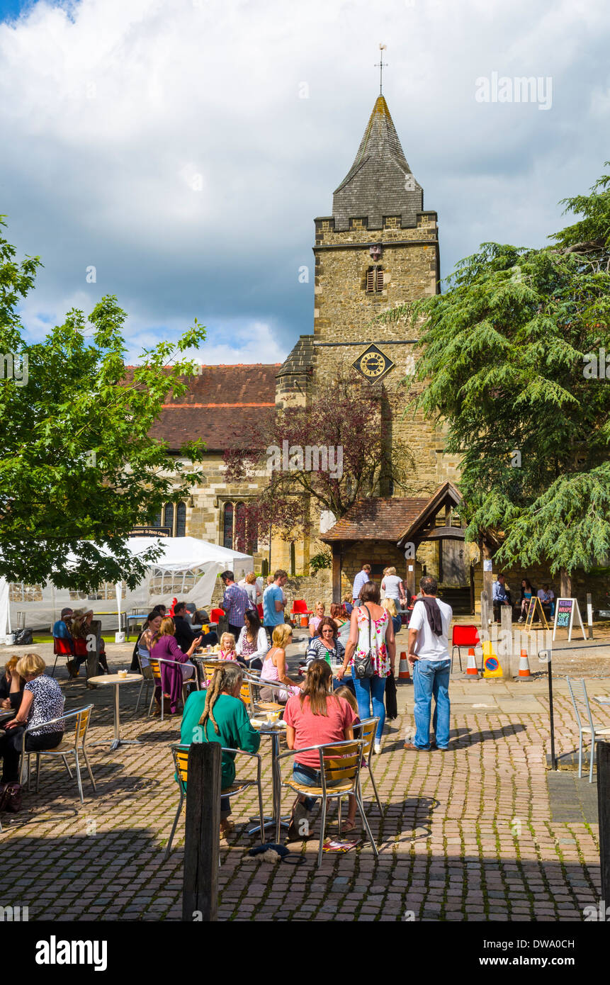 People at the Madhurst Festival in the Market Square, Midhurst, England ...