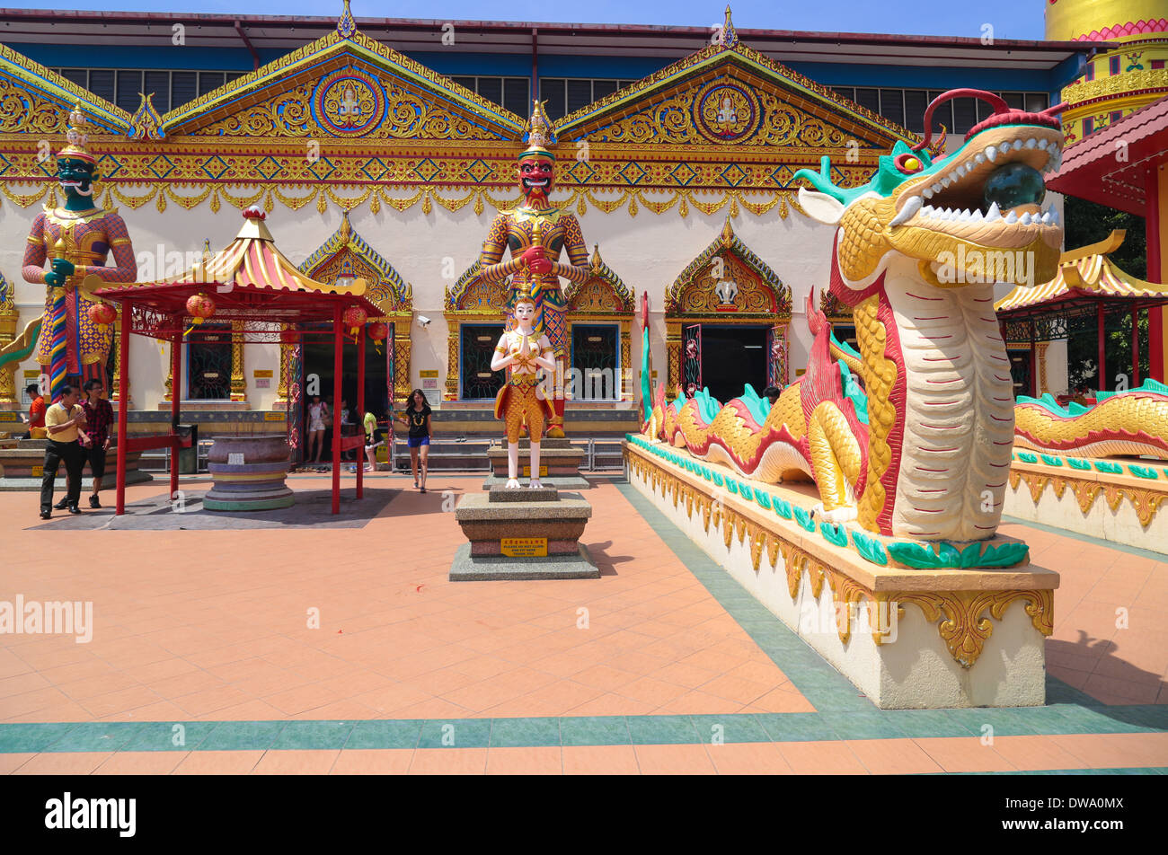 Siamese thai statues and temple inside the compound of chayamangalaram ...