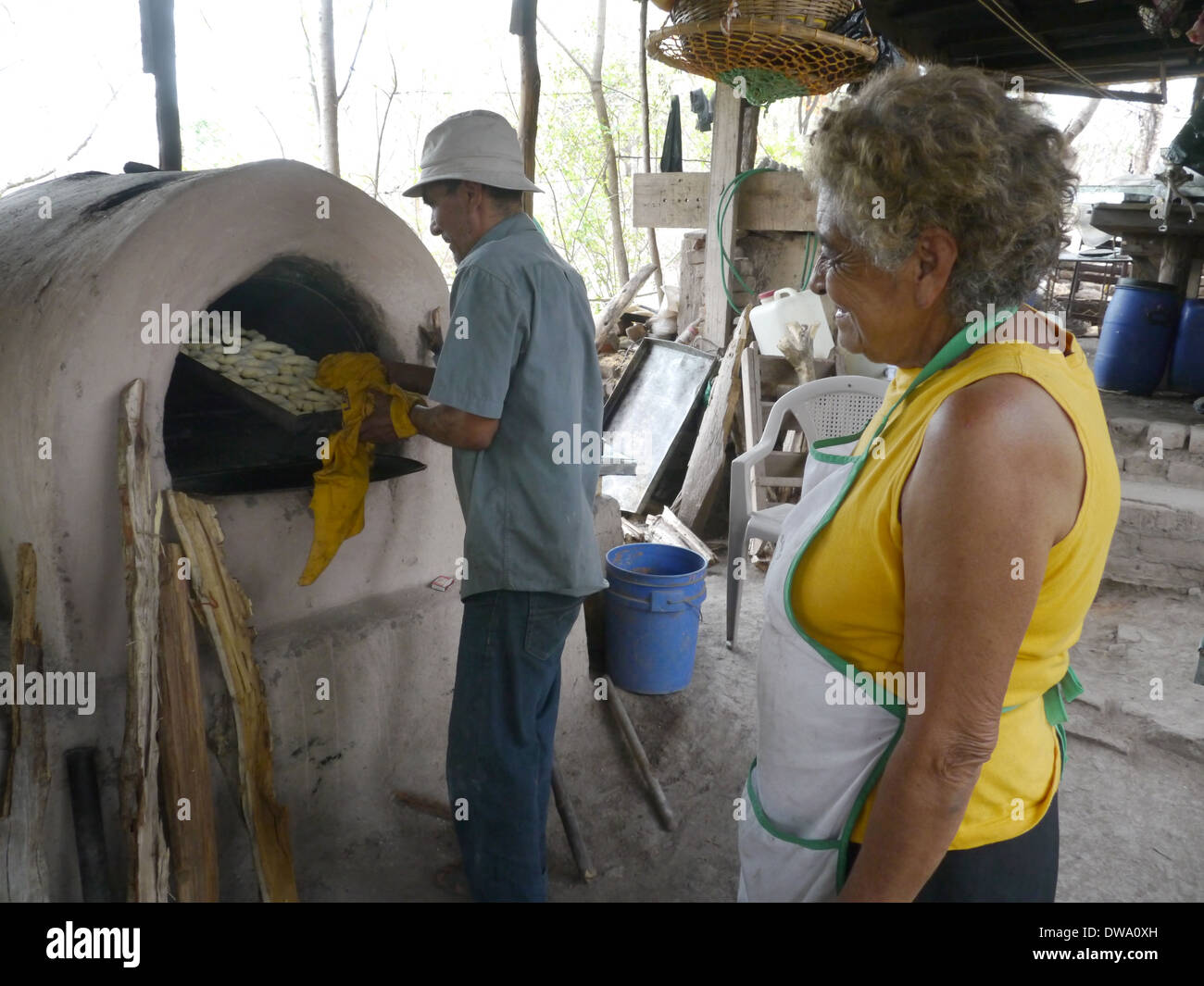 Making bread with wood fired oven Stock Photo - Alamy
