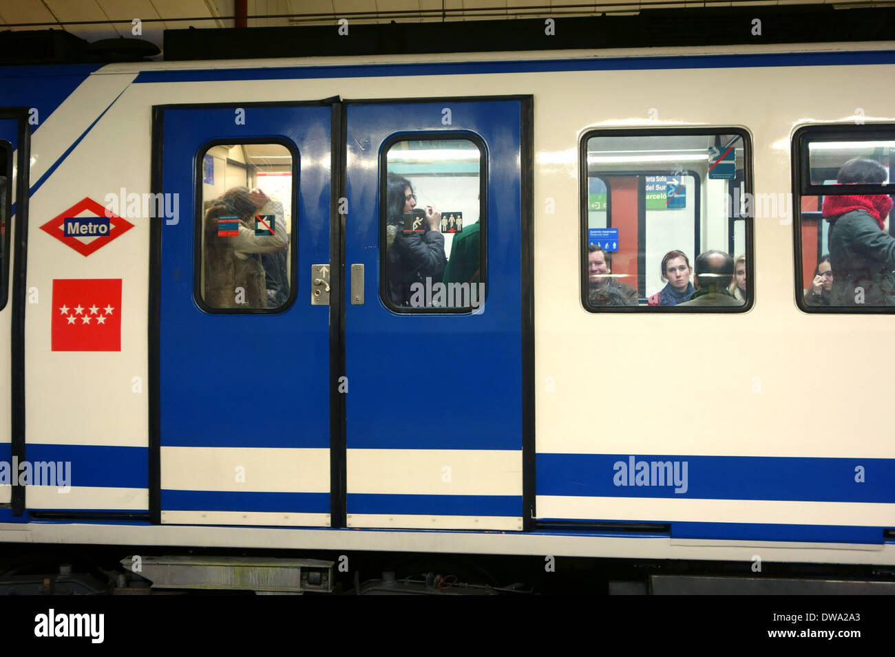 Interior of Metro train carriage in Madrid, Spain Stock Photo - Alamy