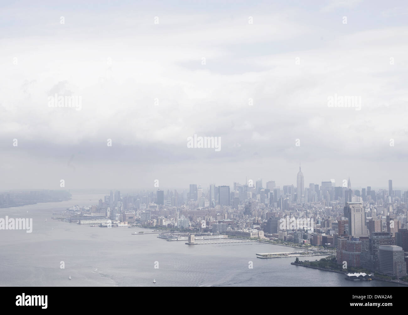 Aerial view of the Hudson River and Manhattan, New York, USA Stock ...