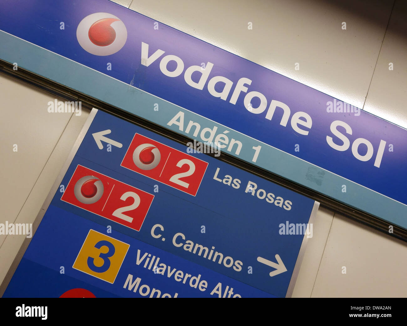 Sol Metro station in Madrid, Spain sponsored by Vodafone Stock Photo ...