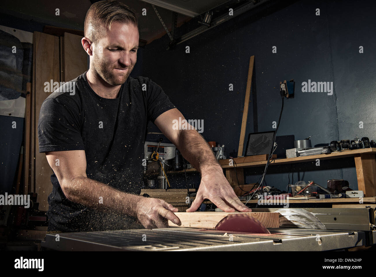 Man using saw top view hi-res stock photography and images - Alamy