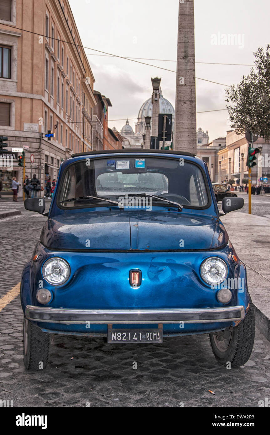 A blue fiat 600 in the centre of Rome Stock Photo - Alamy