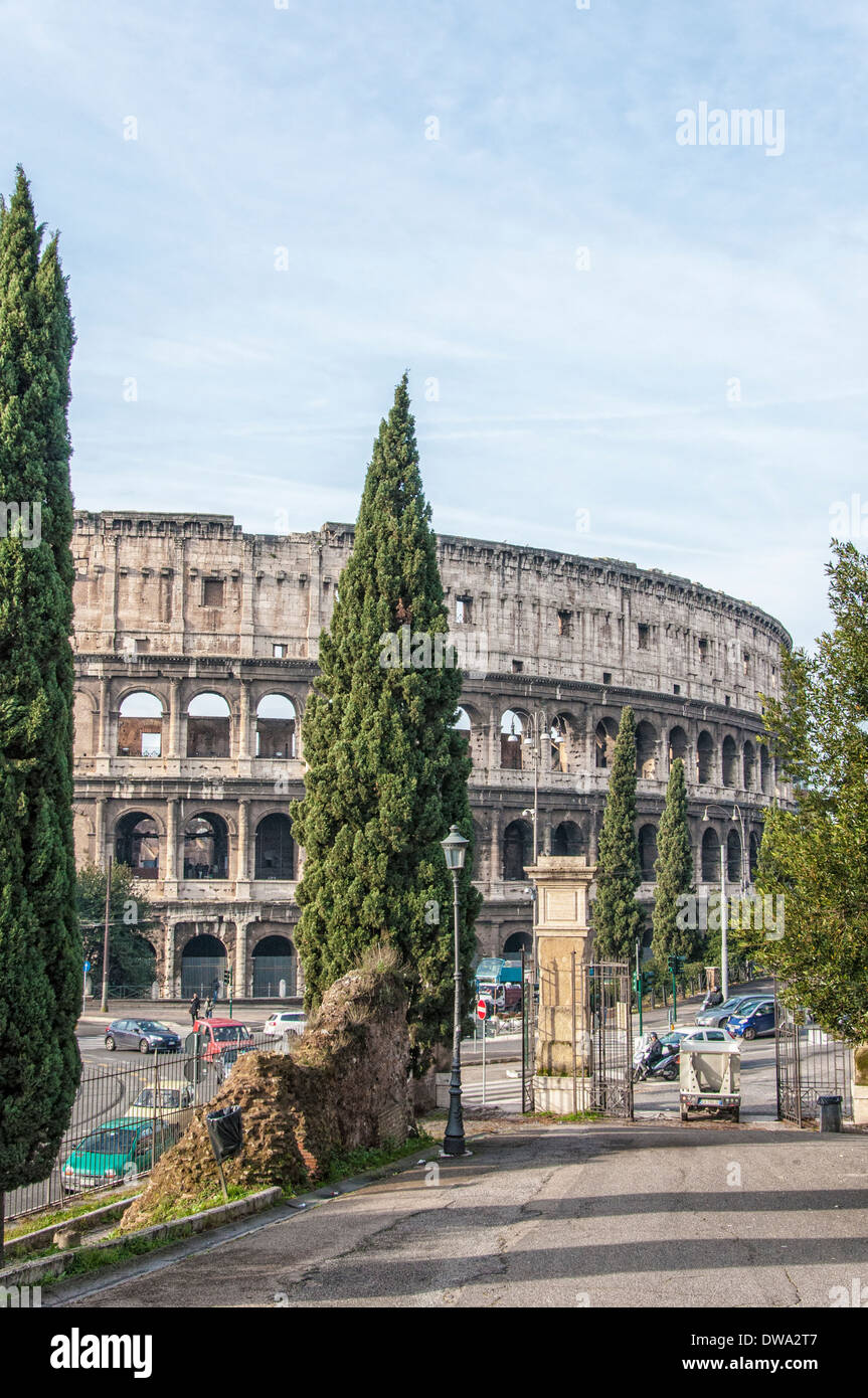 The ancient ruin of the Roman Colosseum amphitheater situated in the ...