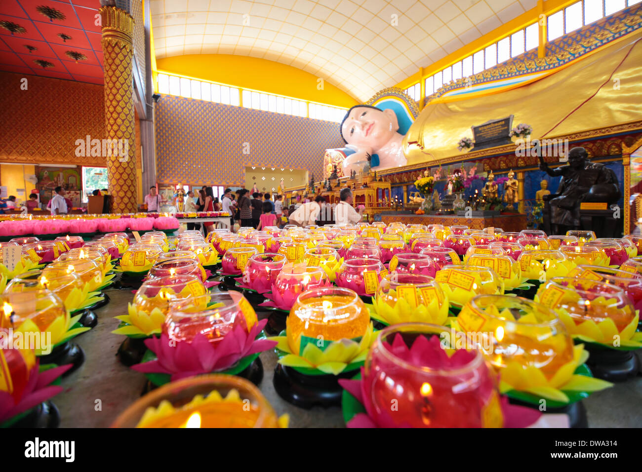 Hundred of prayer lanterns in chayamangalaram, a famous siamese temple ...