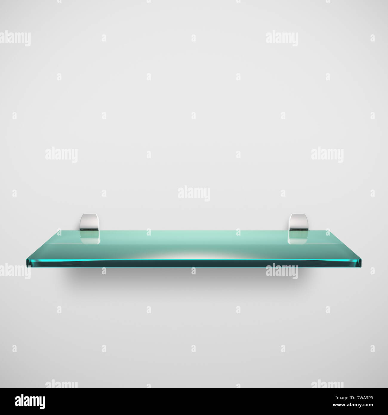 Empty advertising glass shelf - on white background Stock Photo - Alamy