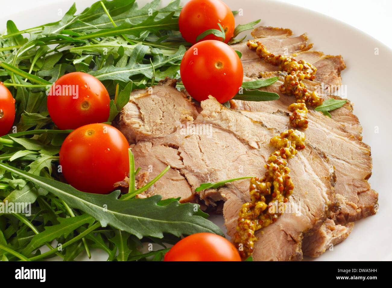 Sliced meat and vegetables, healthy eating dinner concept Stock Photo ...