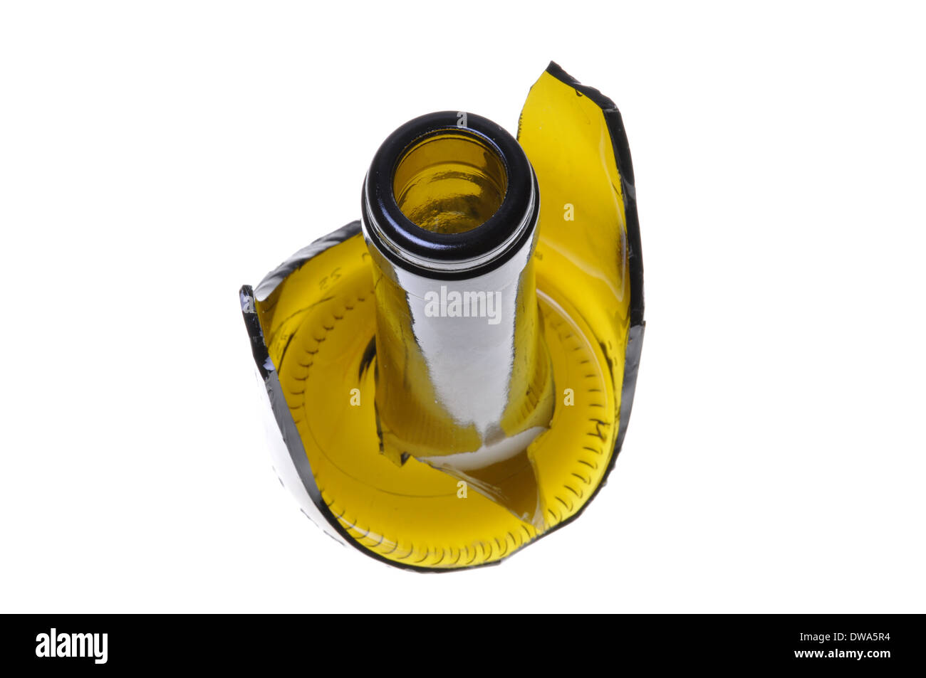Broken glass, bottle neck isolated on white background Stock Photo - Alamy