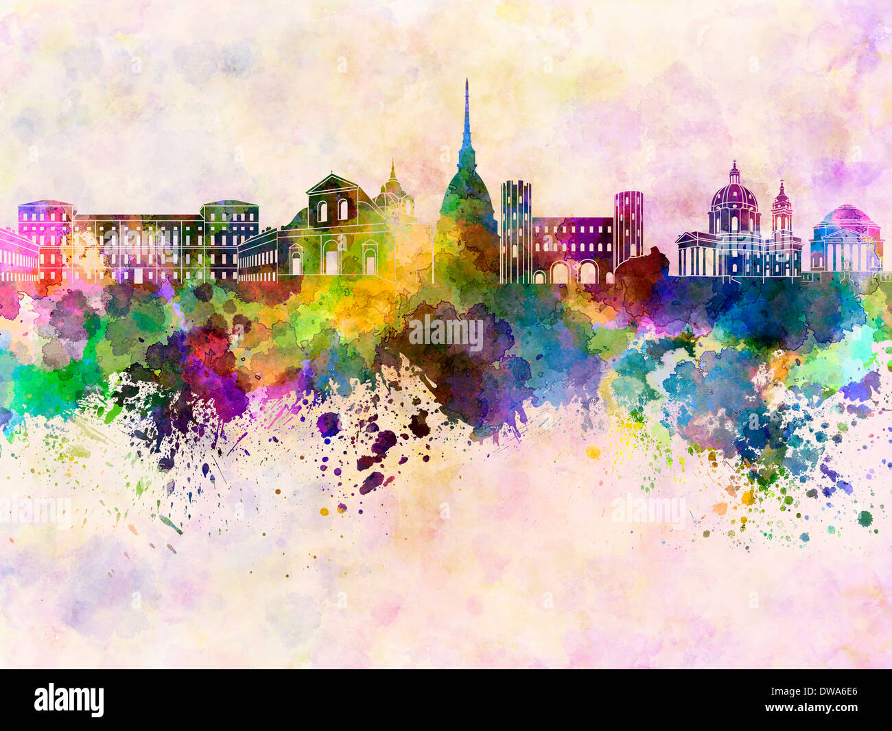 Turin skyline in watercolor background Stock Photo - Alamy