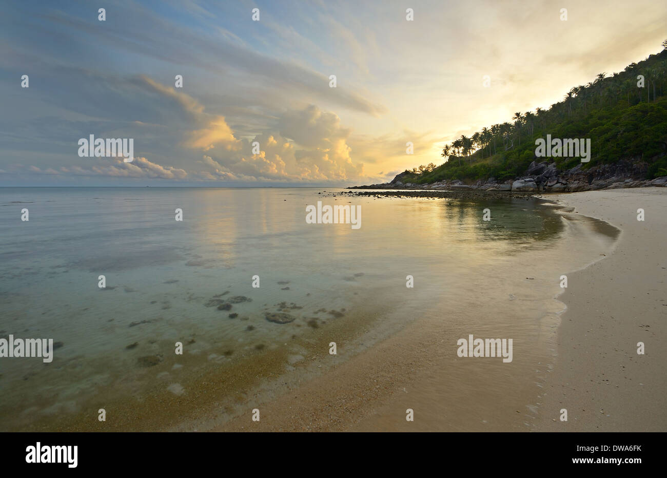 Golden sunrise and blurred motion seascape at Ao Haad Khuad (Bottle ...