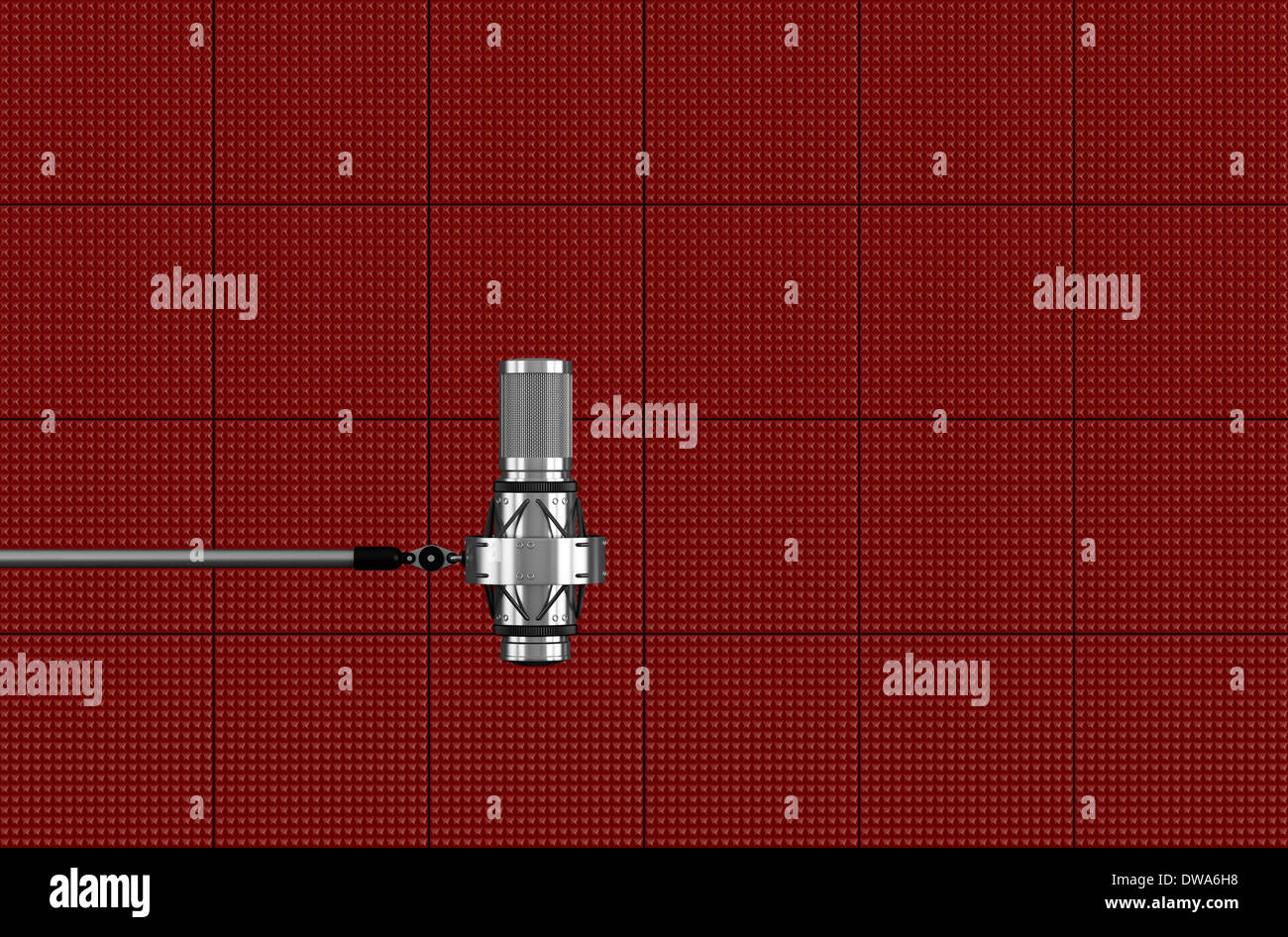 Professional microphone in a red recording studio Stock Photo - Alamy