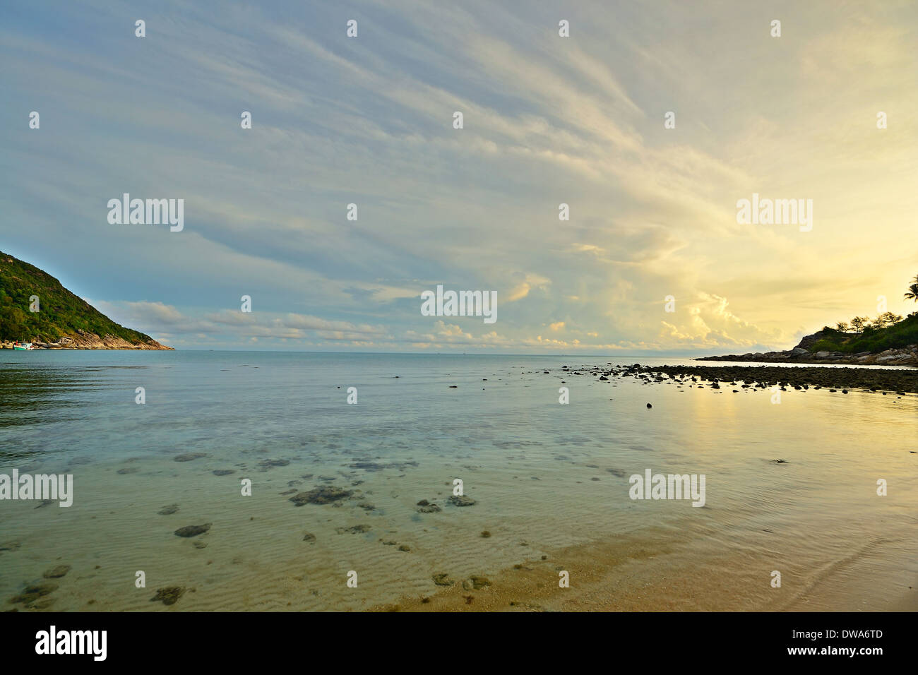 Golden sunrise and blurred motion seascape at Ao Haad Khuad (Bottle ...