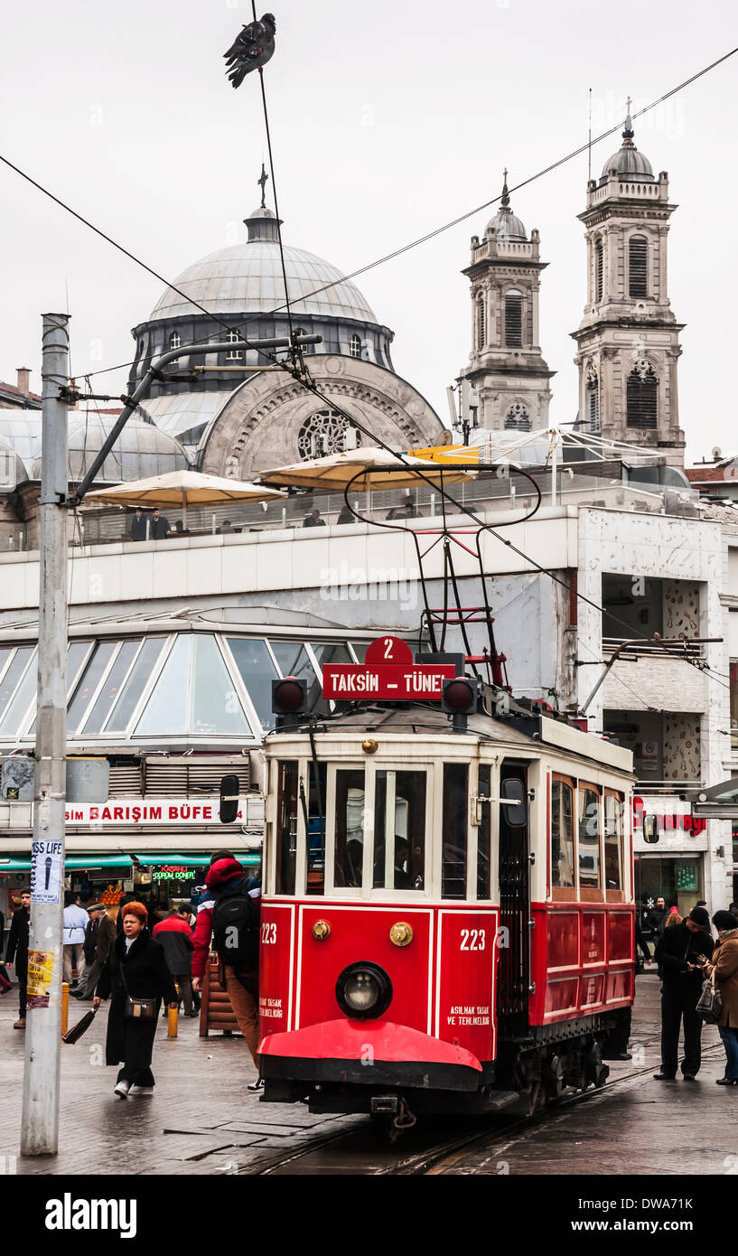 the old tram in Taksim in Istanbul, Turkey Stock Photo - Alamy