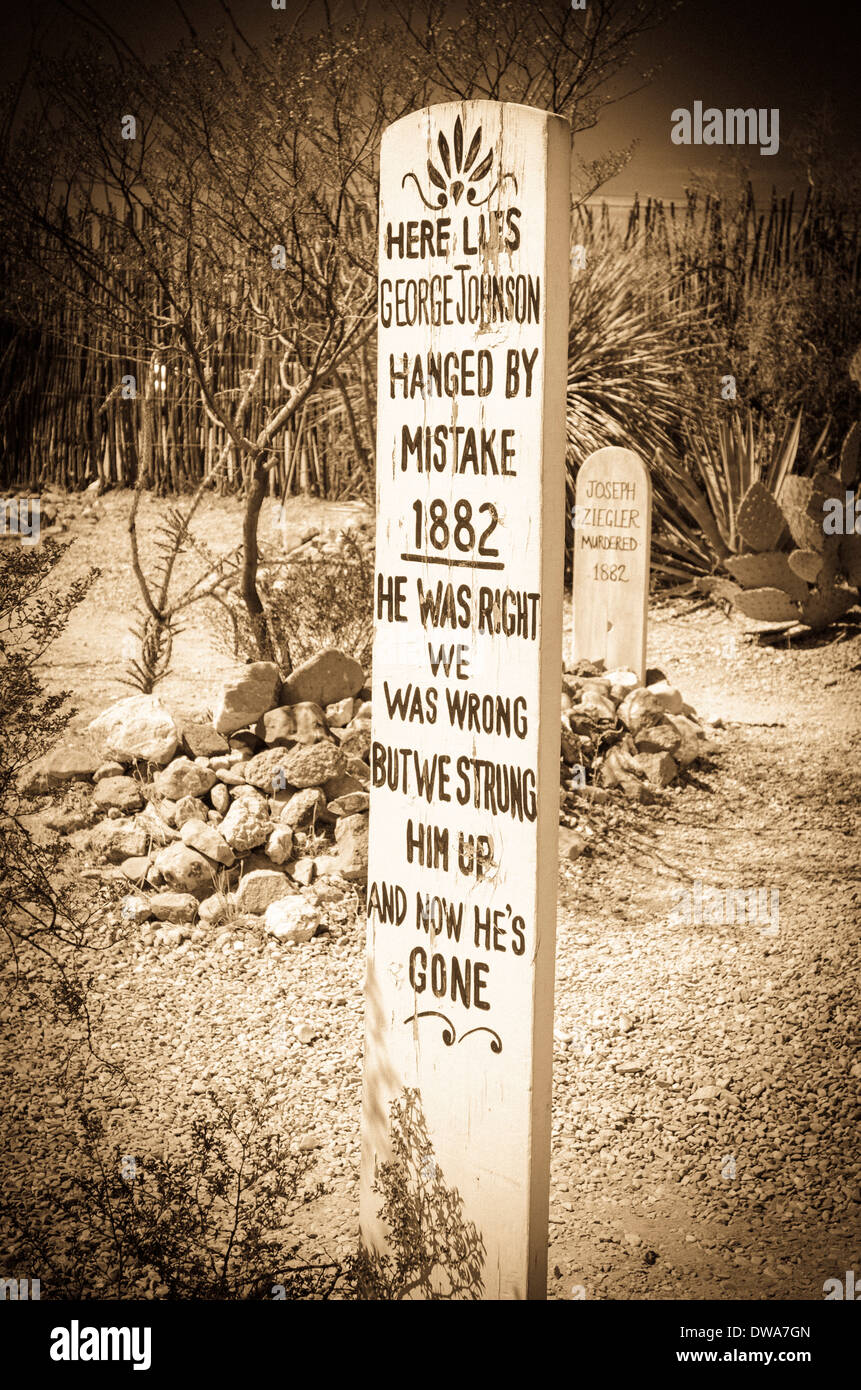 Graves at Boothill Graveyard, Tombstone, Arizona USA Stock Photo - Alamy