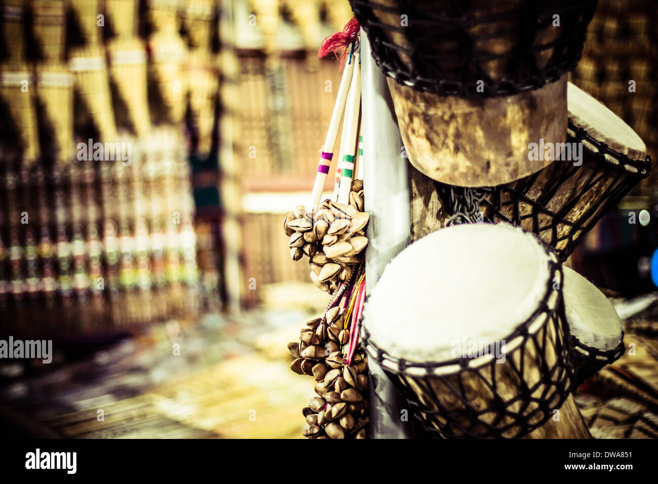 Musical instrument in local market in Peru Stock Photo - Alamy