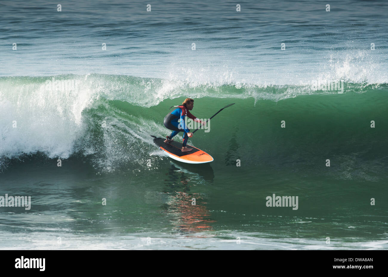Stand up paddle board surfing. Tarifa, Costa de la Luz, Cadiz ...