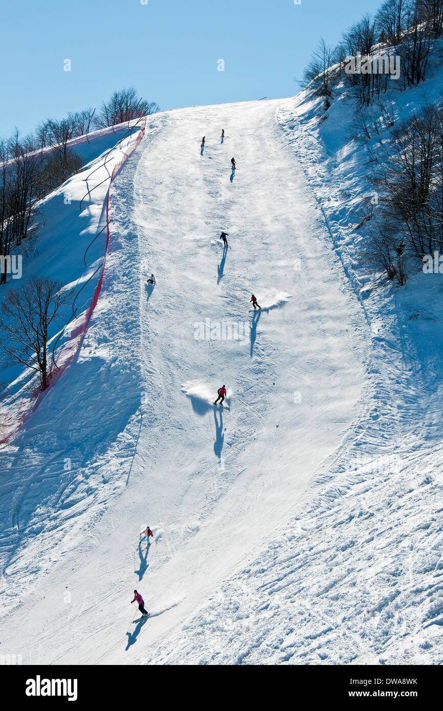 Italy, Recoaro Mille, Skiers Stock Photo - Alamy