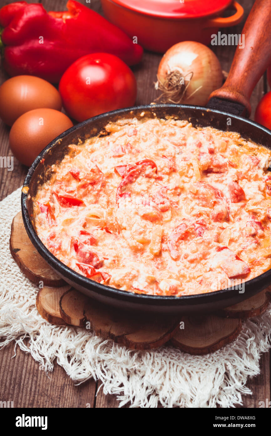 Hungarian cuisine - letcho ingredients and dish Stock Photo - Alamy