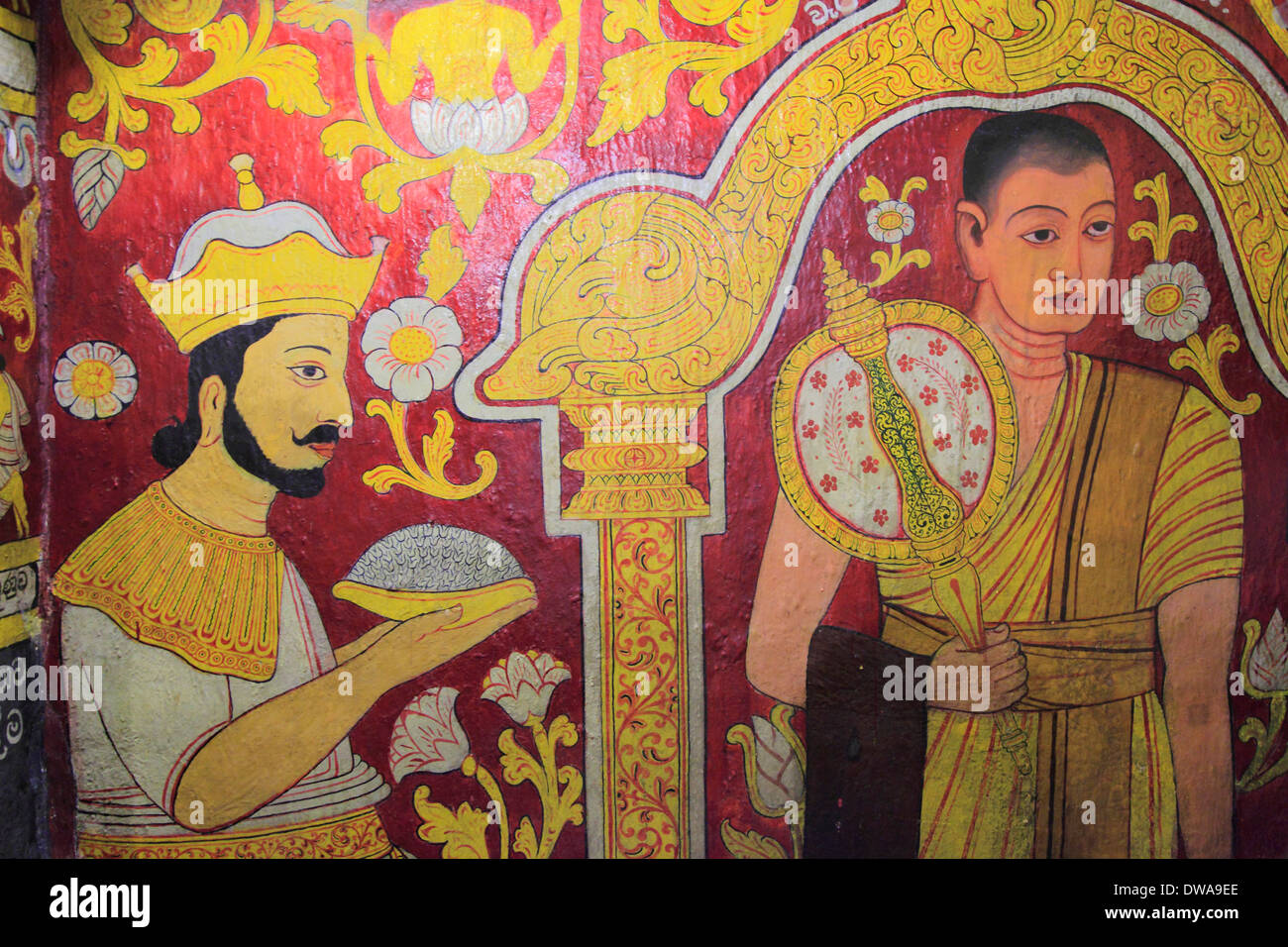 Sri Lanka; Kandy; Temple of the Tooth; Dalada Maligawa; interior; wall ...