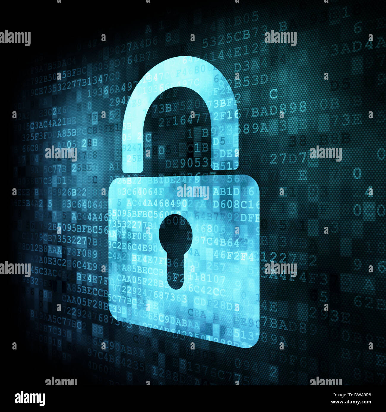 Security concept: Lock on digital screen Stock Photo - Alamy