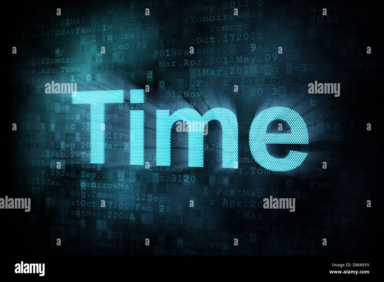 Timeline concept: pixeled word Time on digital screen Stock Photo - Alamy