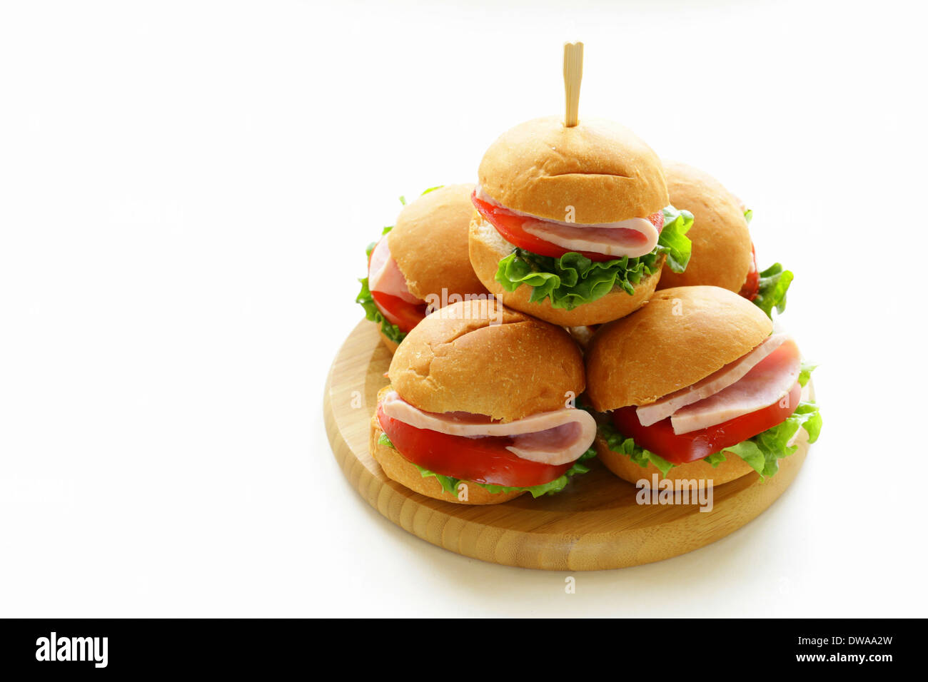 mini burgers with ham and vegetables - snacks for parties and picnics ...
