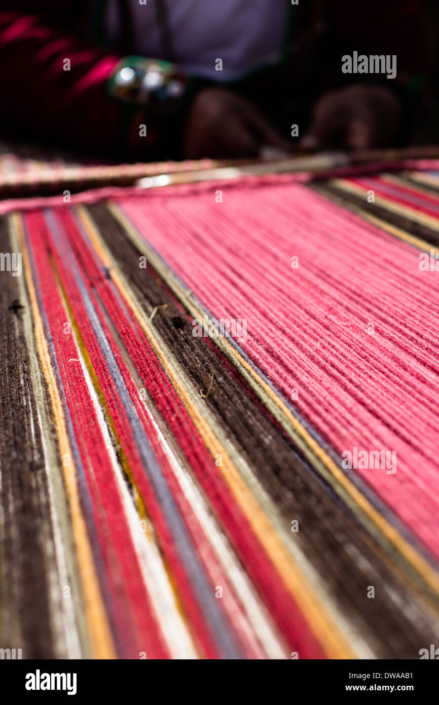 Traditional hand weaving in the Andes Mountains, Peru Stock Photo - Alamy