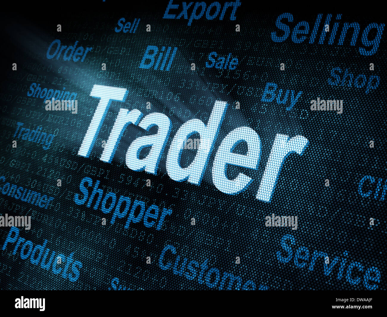 Pixeled word Trader on digital screen Stock Photo - Alamy