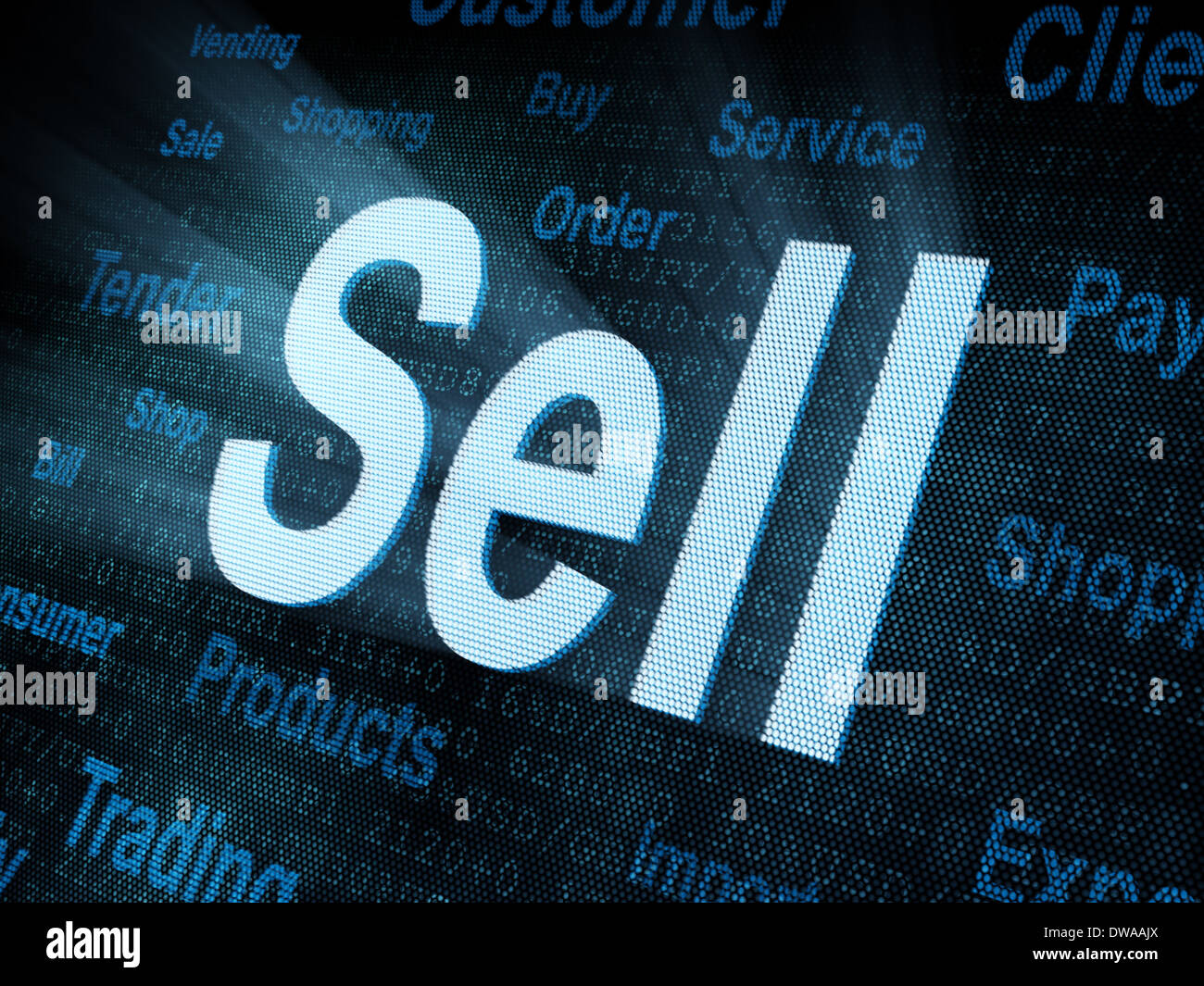 Pixeled word Sell on digital screen Stock Photo - Alamy