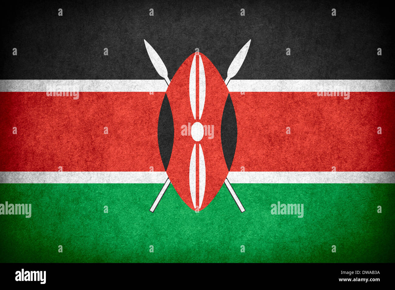 flag of Kenya or Kenyan banner on paper rough pattern texture Stock ...