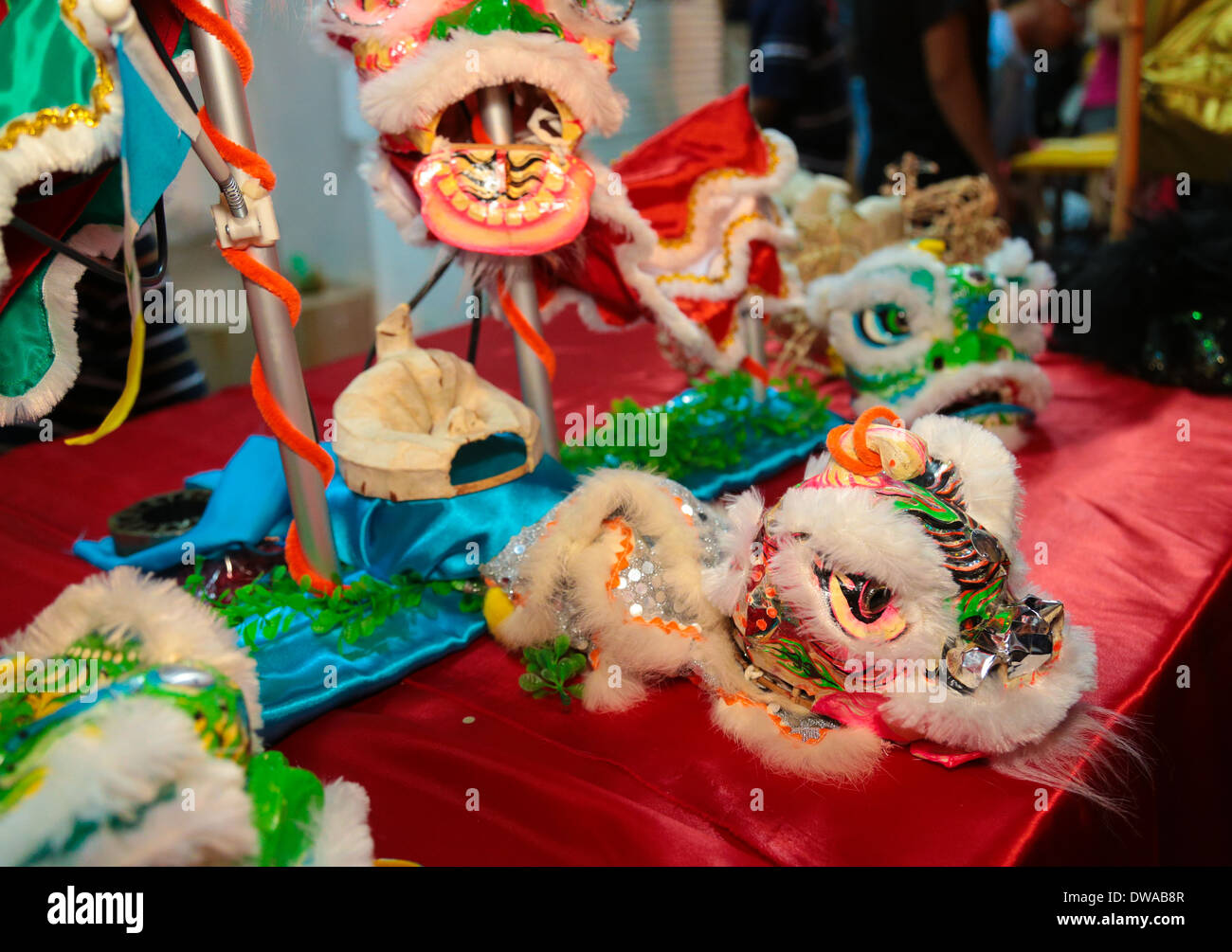 Miniature lion dance model on display Stock Photo - Alamy