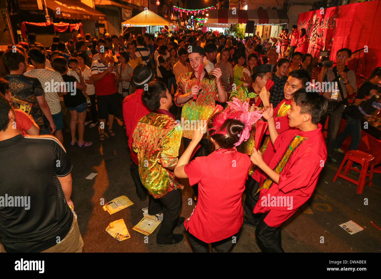 Crowd dancing at the chinese new year fiesta 2014 at Penang Malaysia ...