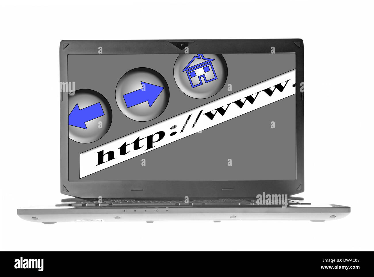 Internet browser concept on screen, close image over white Stock Photo ...